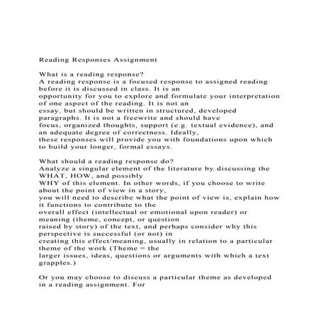 Reading Responses Assignment What is a reading response .docx