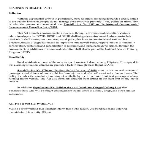 Health Learning Material | PDF