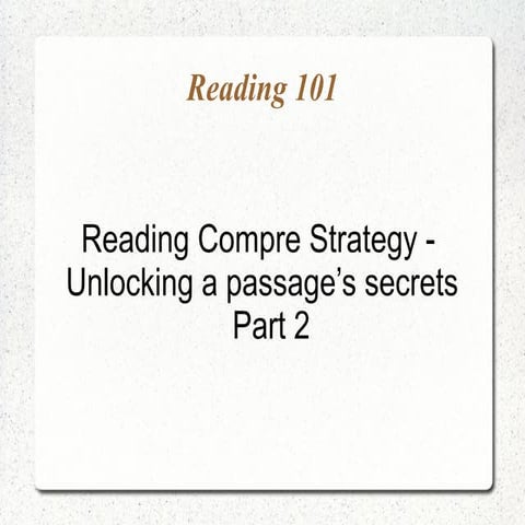 Reading secrets part 2 | PPT