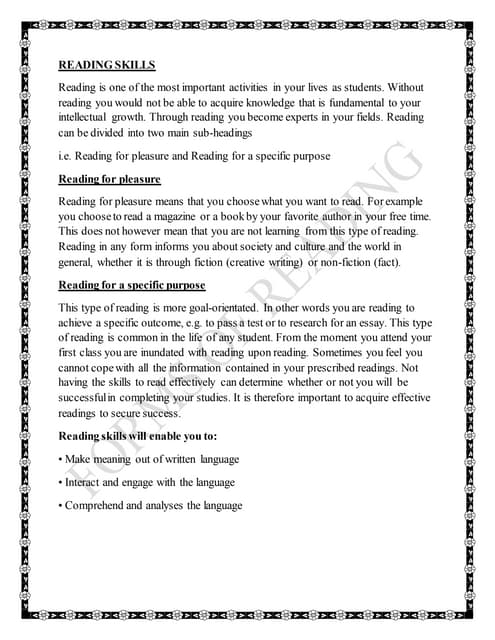 Reading Skills (PDF) | PDF