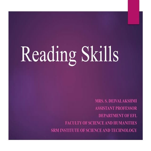 Reading Skills, Kinds of Reading, Reading Strategies | PPTX