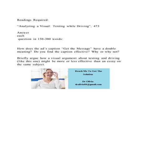 Readings RequiredAnalyzing a Visual Texting while Driving”, | PDF