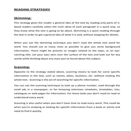 Reading strategies | PDF