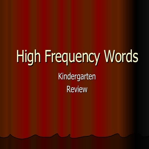 Reading Street.Hf.Words.Kindergarten Review | PPT