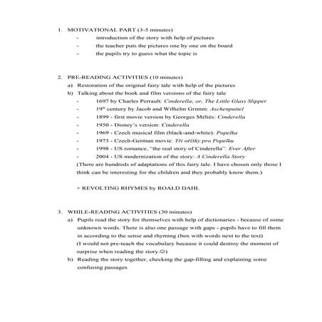 Reading task cinderella | DOC | Family/Children | Genres