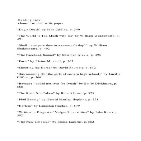 Reading Task choose two and write paperDogs Death by Jo.docx