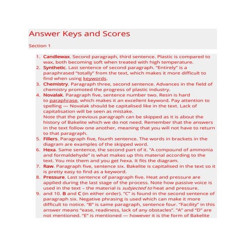 READING TEST 1 ANSWER and scores english | PDF
