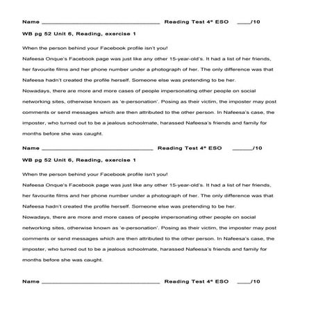 Reading test March 2017 | PDF