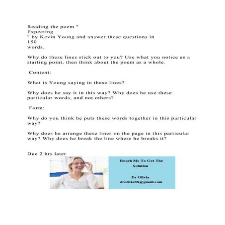 Reading the poem Expecting by Kevin Young and answer these que.docx