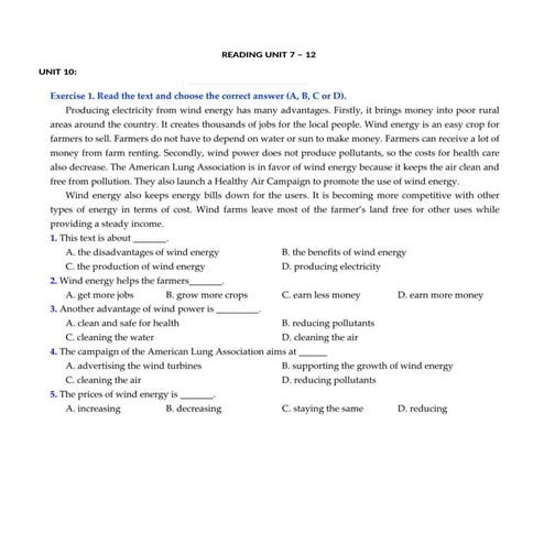READING UNIT 7 G7.docx cho lop 7 luen tap doc | PDF