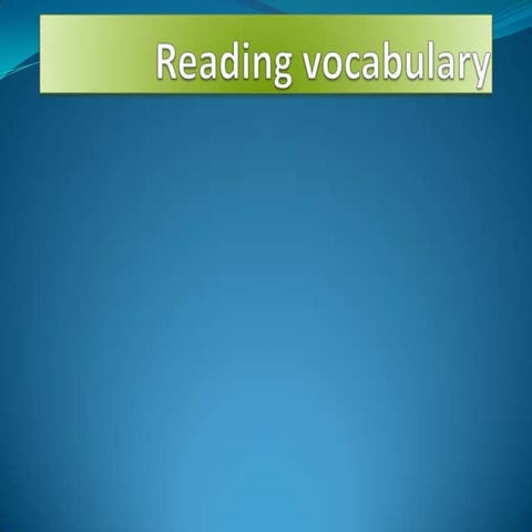 Reading Vocabulary Stretching.......... | PPT