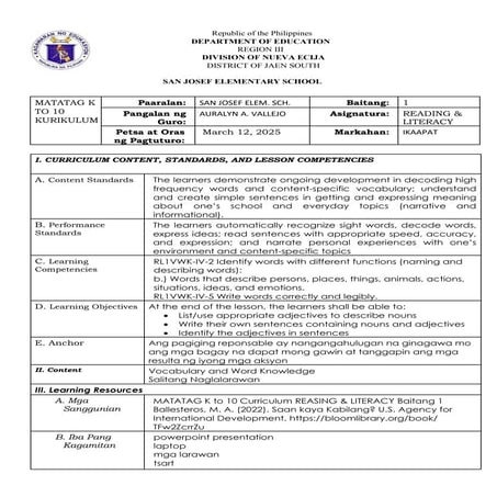 Lesson plan 4th Quarter SLAC FILIPINO 5 paggawa .....docx