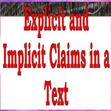 Explicit and Implicit Claims, Critical Reading | PPTX