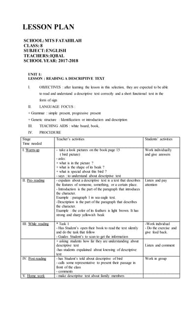 Writing lesson plan | PDF