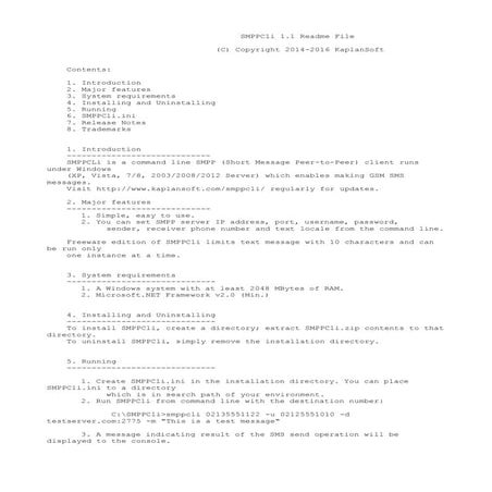 SMPPCli Readme | TXT | Operating Systems | Computer Software and Applications