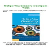 (READ)^ Multiple View Geometry in Computer Vision Pdf