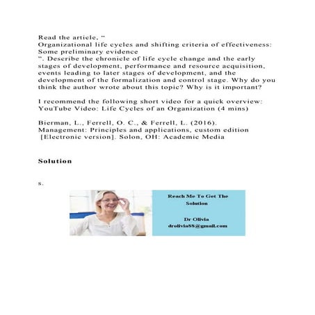 Read the article, Organizational life cycles and shifting criteri.docx