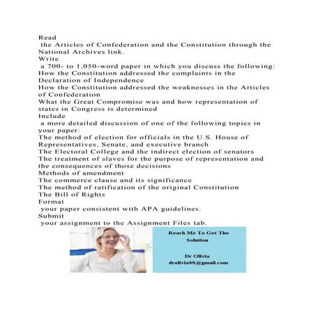 Read the Articles of Confederation and the Constitution through th.docx