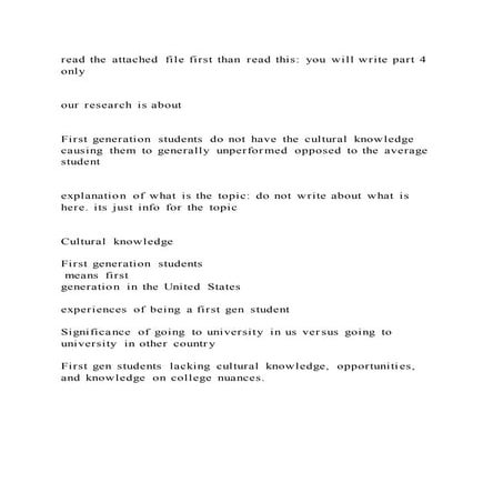 read the attached file first than read this you will write part 4 o | PDF