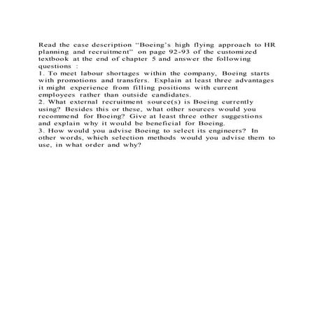 Read the case description boeing’s high flying approach to hr pla | DOCX