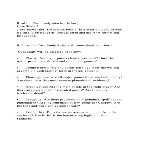 Read the Case Study attached below( Case Study 2) and answer.docx ...
