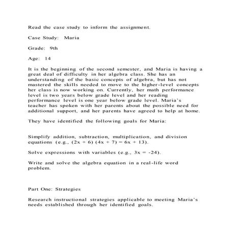 Read the case study to inform the assignment.Case Study Maria | PDF