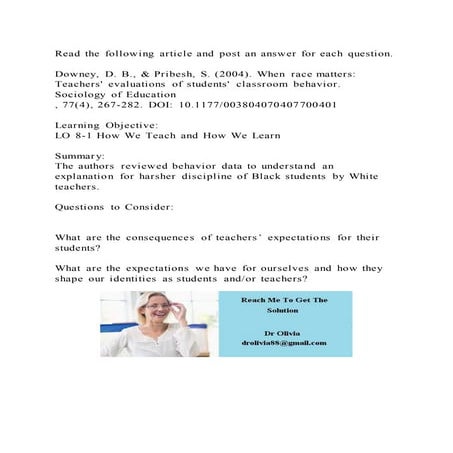 Read the following article and post an answer for each question. | PDF