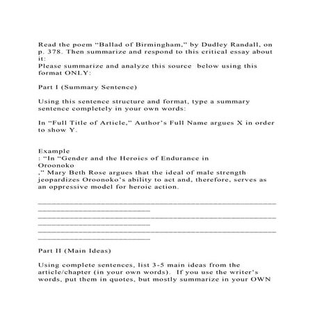 Read the poem Ballad of Birmingham,” by Dudley Randall, on p. 378.docx ...