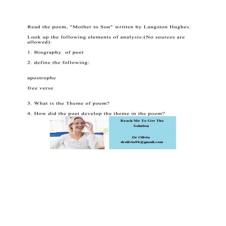 Read the poem, Mother to Son written by Langston Hughes.Look u.docx