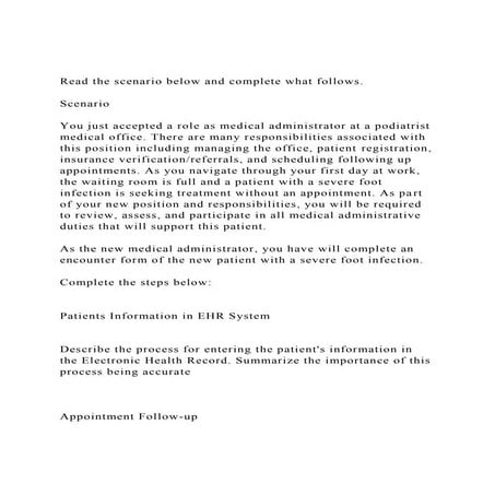 Read the scenario below and complete what follows.Scenario.docx