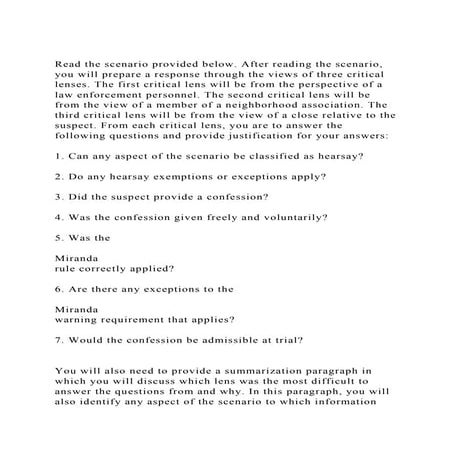 Read the scenario provided below. After reading the scenario, you .docx