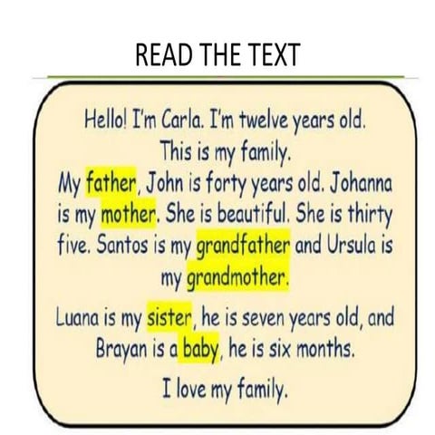 Read the text family | PPT