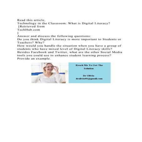 Read this article, Technology in the Classroom What is Digital .docx