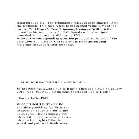 Read through the Tree Trimming Project case in chapter 13 of the.docx