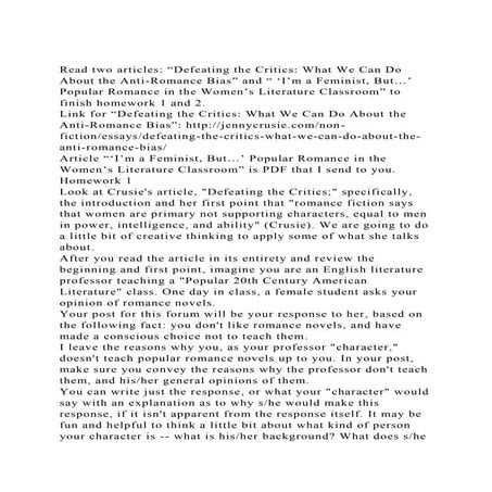 Read two articles Defeating the Critics What We Can Do About th.docx