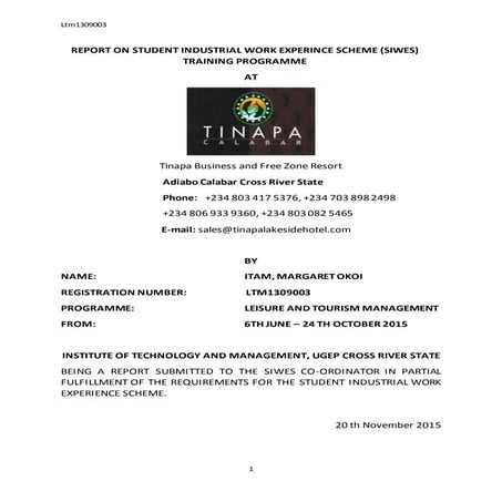 Sample of SIWES REPORT | DOCX