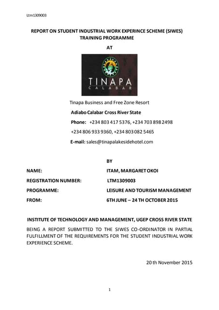 SIWES TECHNICAL REPORT SAMPLE | PDF