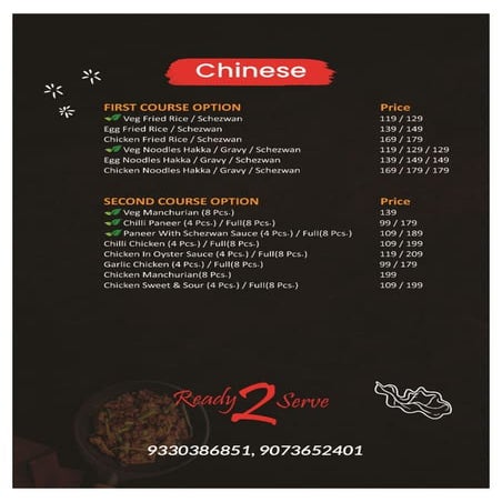 Ready2 serve menu card | PDF