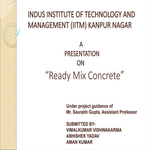 RMC Plant and its components, Testing and Design Mix | PPTX