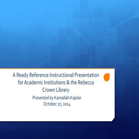Ready Reference Instructional Presentation | PPTX