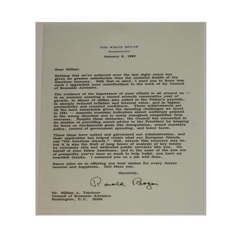Letter from President Ronald Reagan to William Teichner | PDF