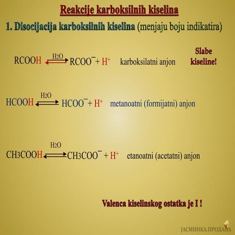 Reakcije karboksilnih kiselina | PPT