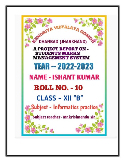 Python and MySQL Linking Class 12th Project File 23-24 | PDF