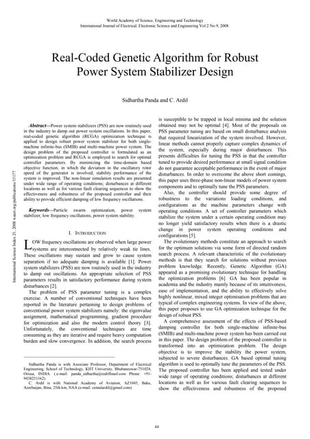 Development of Power System Stabilizer Using Modern Optimization Approach | PDF