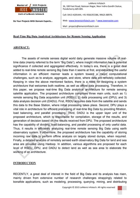 MULTILAYER BIG DATA ARCHITECTURE FOR REMOTE SENSING IN EOLIC PARKS | PDF