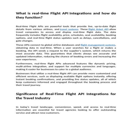 Real-Time Flight API Integrations | Booking Engine Features | DOCX