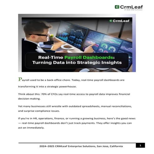 Real-Time Payroll Dashboards Turning Data into Strategic Insights | PDF