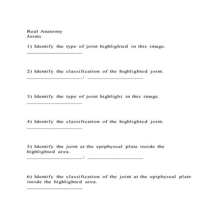 Real anatomy joints1) identify the type of joint highlighted | DOCX