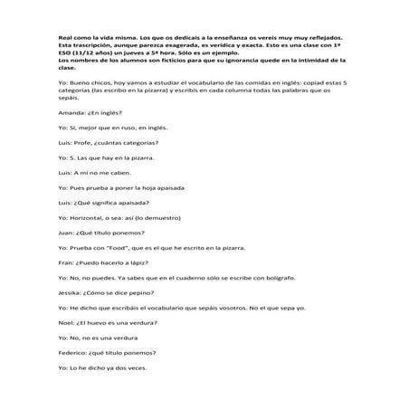 Real como la vida misma una clase de 1º eso | DOC