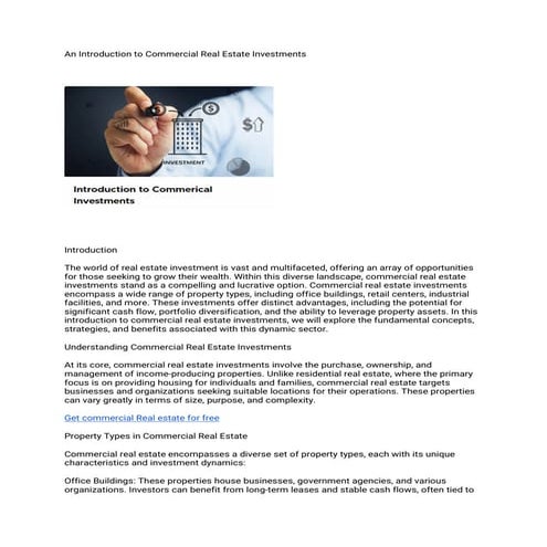 Commercial Real Estate Is Safest Investment | PPTX